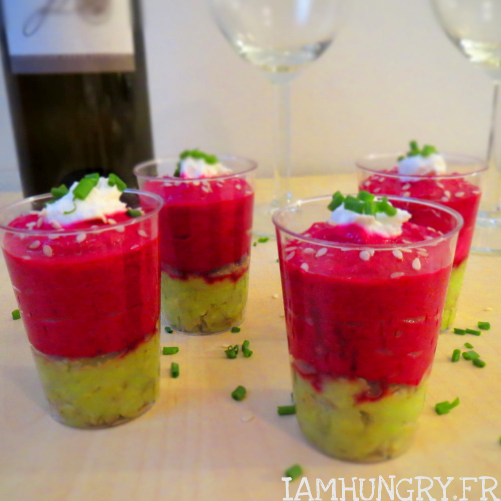 Verrines apéritives de betterave et avocat- IAMHUNGRY
