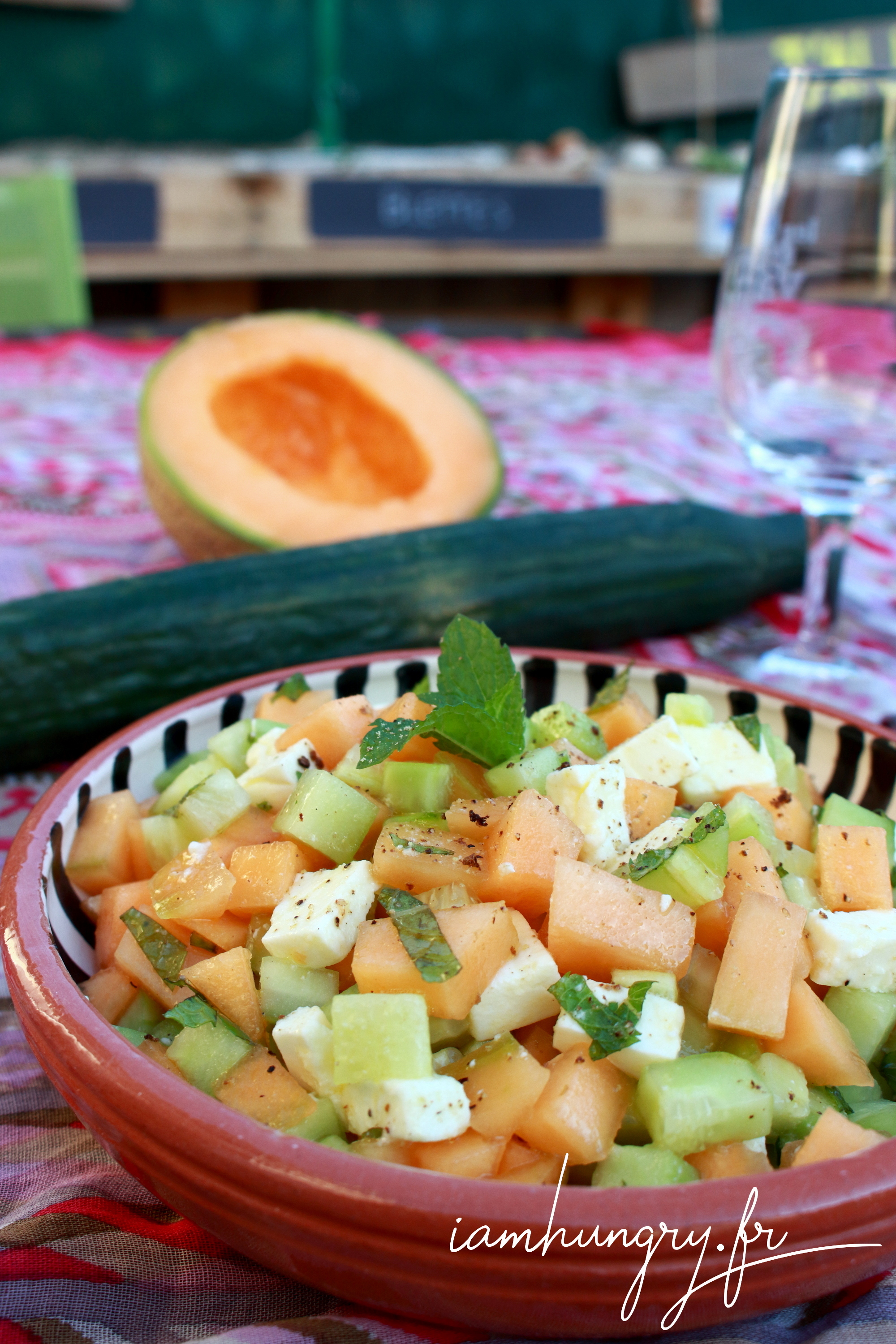 Salade de melon concombre et féta- IAMHUNGRY