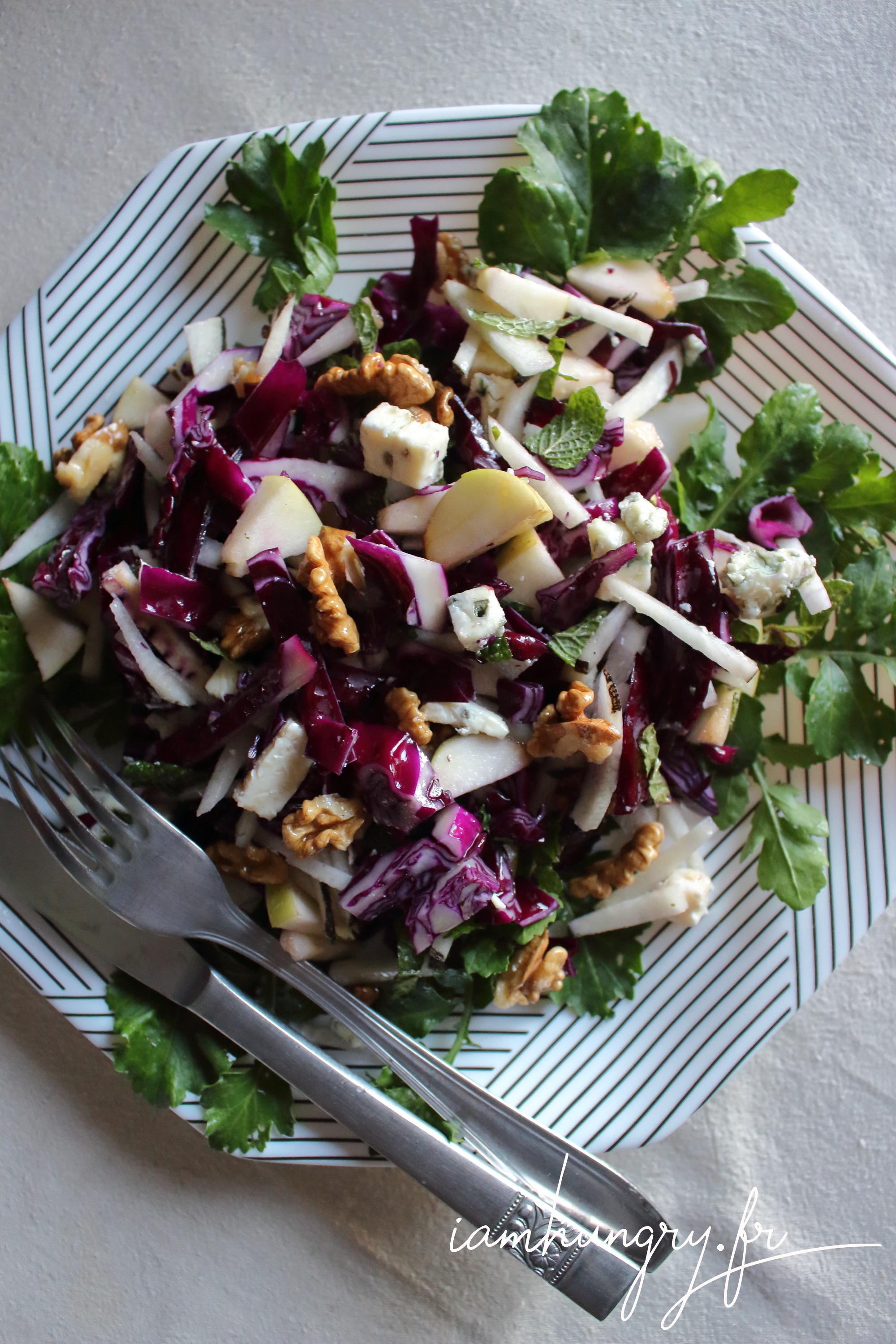 Salade de choux rouge pomme et roquefort- IAMHUNGRY