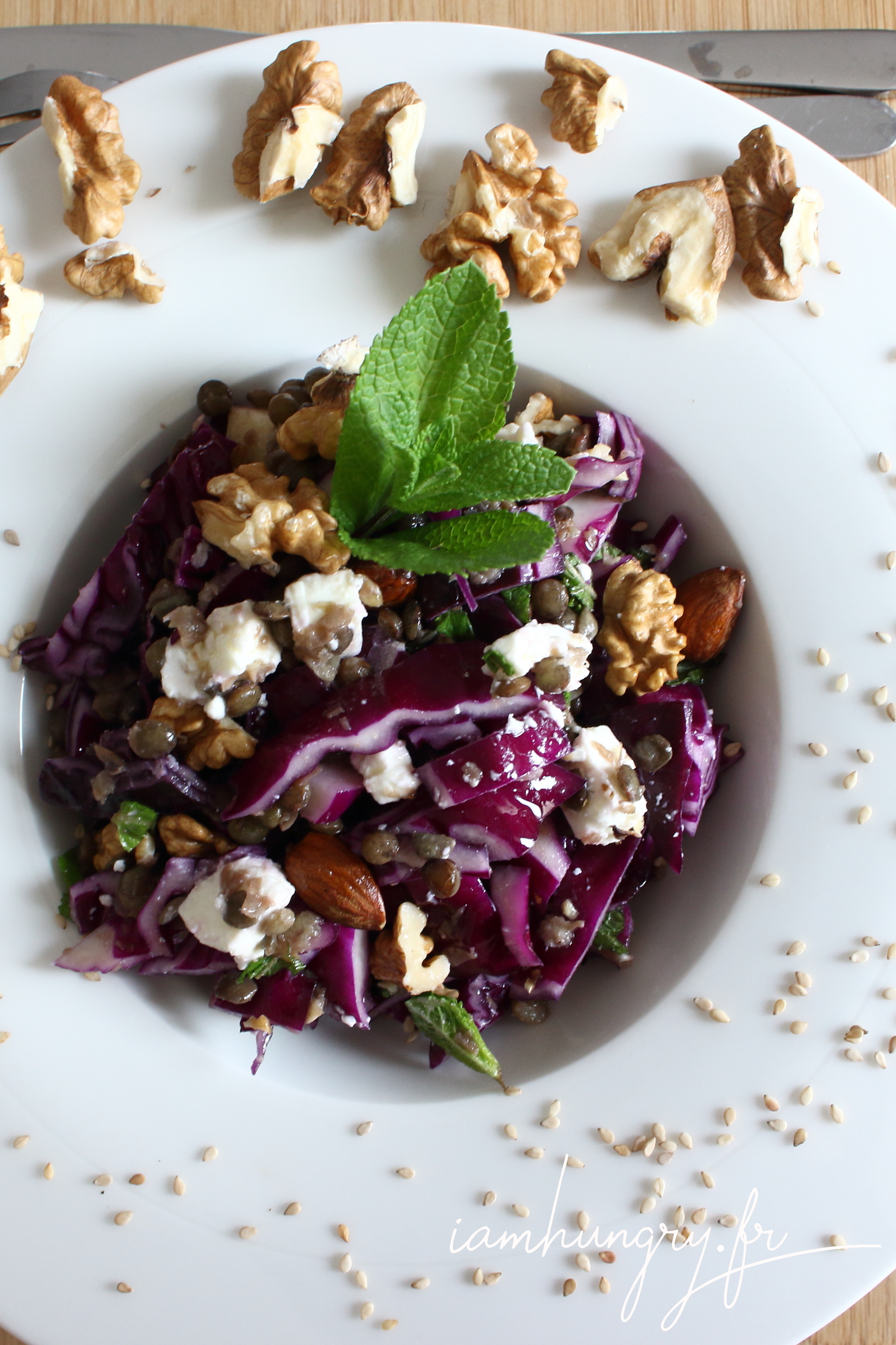 Salade de chou rouge et lentilles- IAMHUNGRY